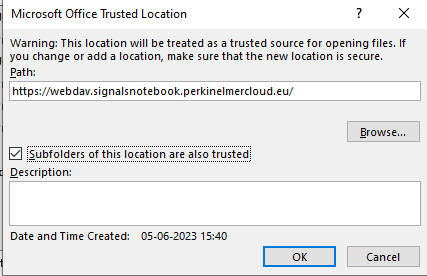 Signals Notebook: How to add URL to trusted locations in MS Excel ? – Revvity Signals