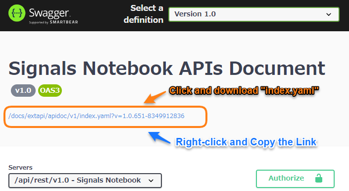 Signals Notebook How To Download Raw Swagger Files In Yaml Format For Signals Notebook Api