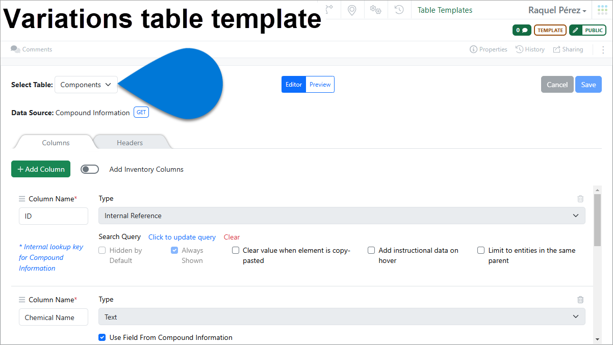 Signals Notebook: Create a Components table from the Signals Configuration – Revvity Signals