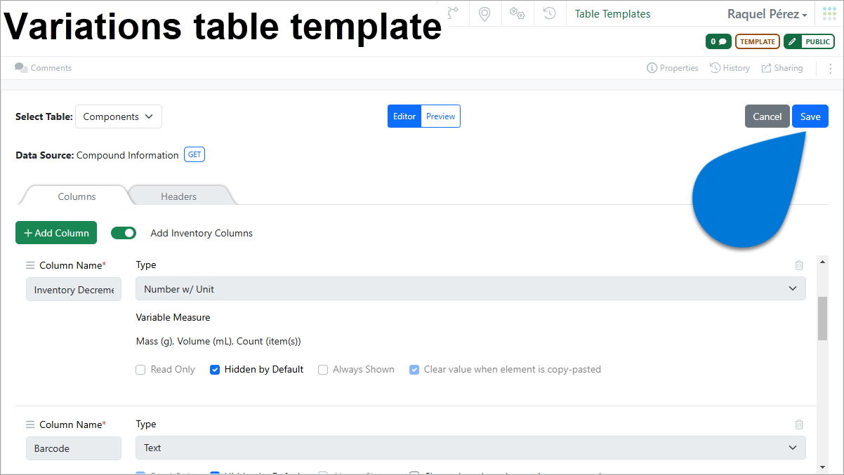 Signals Notebook Add Inventory Columns To Variation Table Templates From The Signals