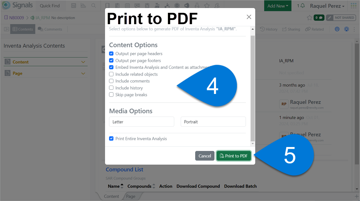 Signals Inventa: Print an Inventa Analysis to PDF in Signals – Revvity ...