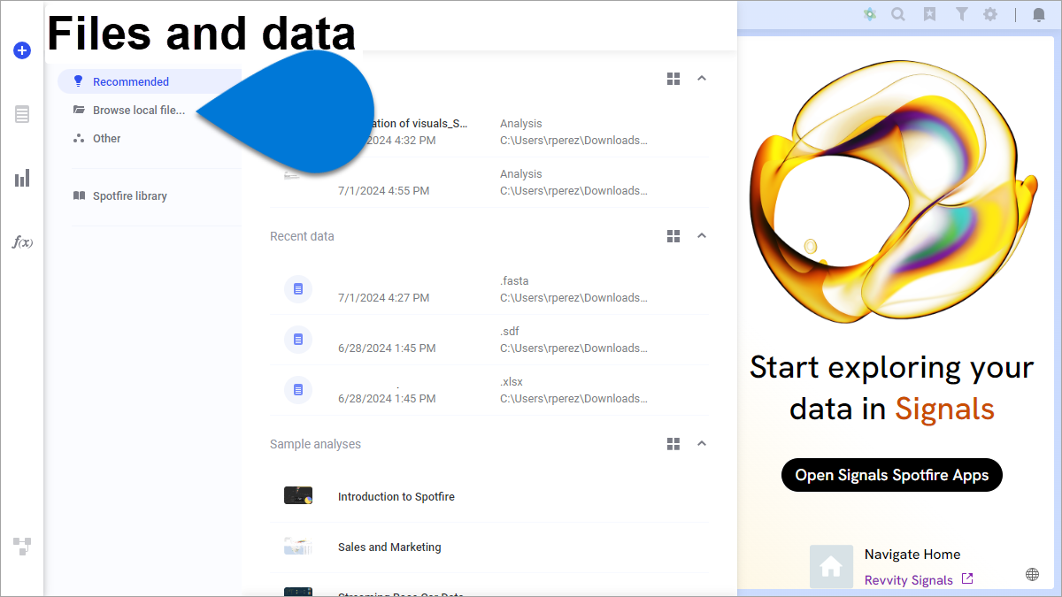 Import local data into an analysis as a new data table – Revvity Signals
