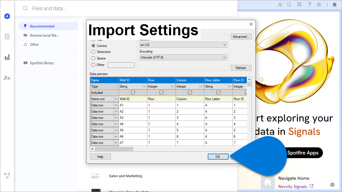 Import local data into an analysis as a new data table – Revvity Signals