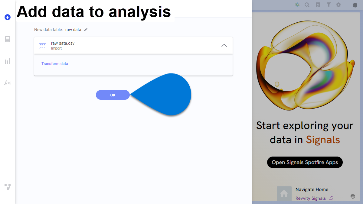 Import local data into an analysis as a new data table – Revvity Signals