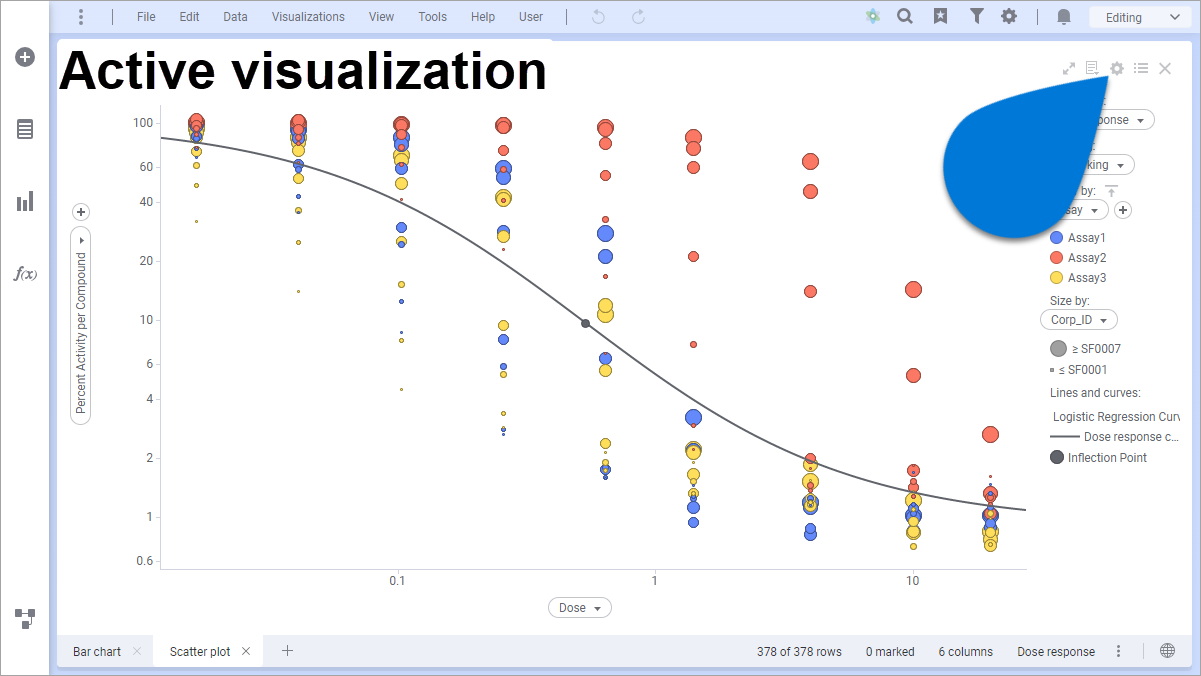 Create a line to connect data points of a Scatter plot in an analysis from the Properties window ...