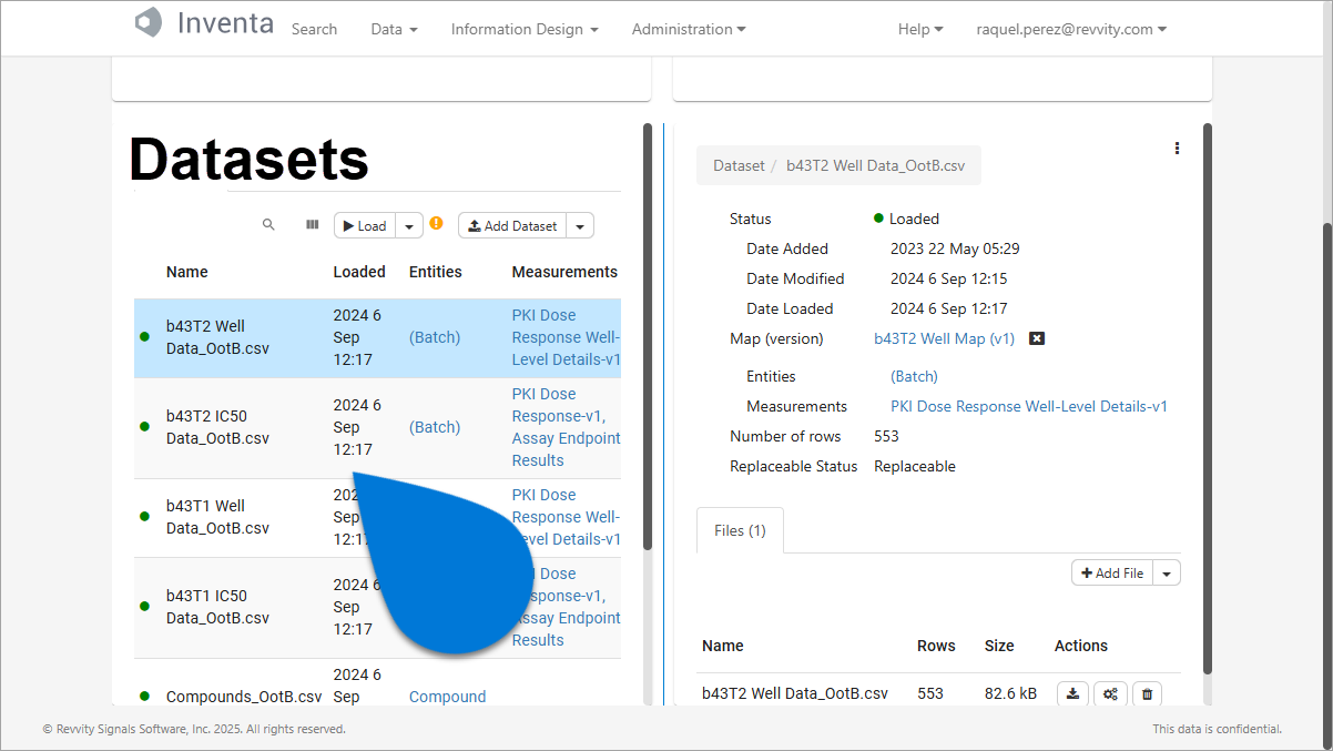Delete A Dataset From A Project From The Inventa Configuration Revvity Signals