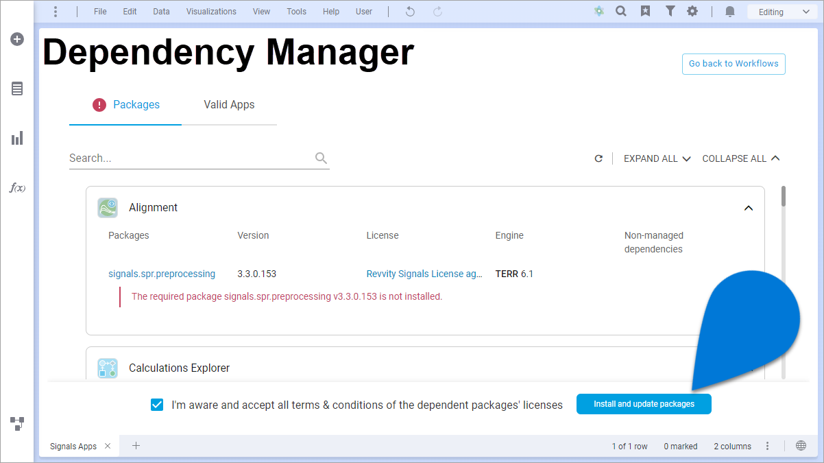 Install R libraries from the Apps Dependency Manager – Revvity Signals