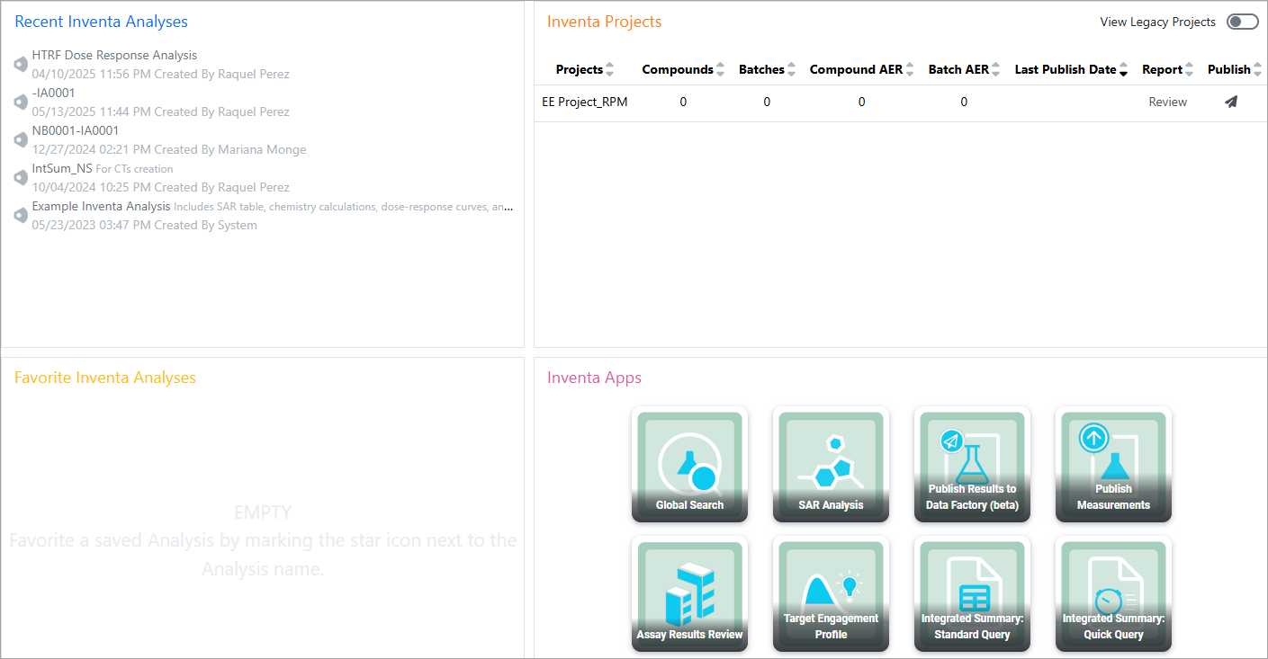 Learn about the Inventa Dashboard interface – Revvity Signals