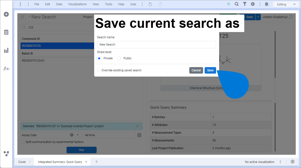 Save a new quick query as public from the Integrated Summary: Quick ...