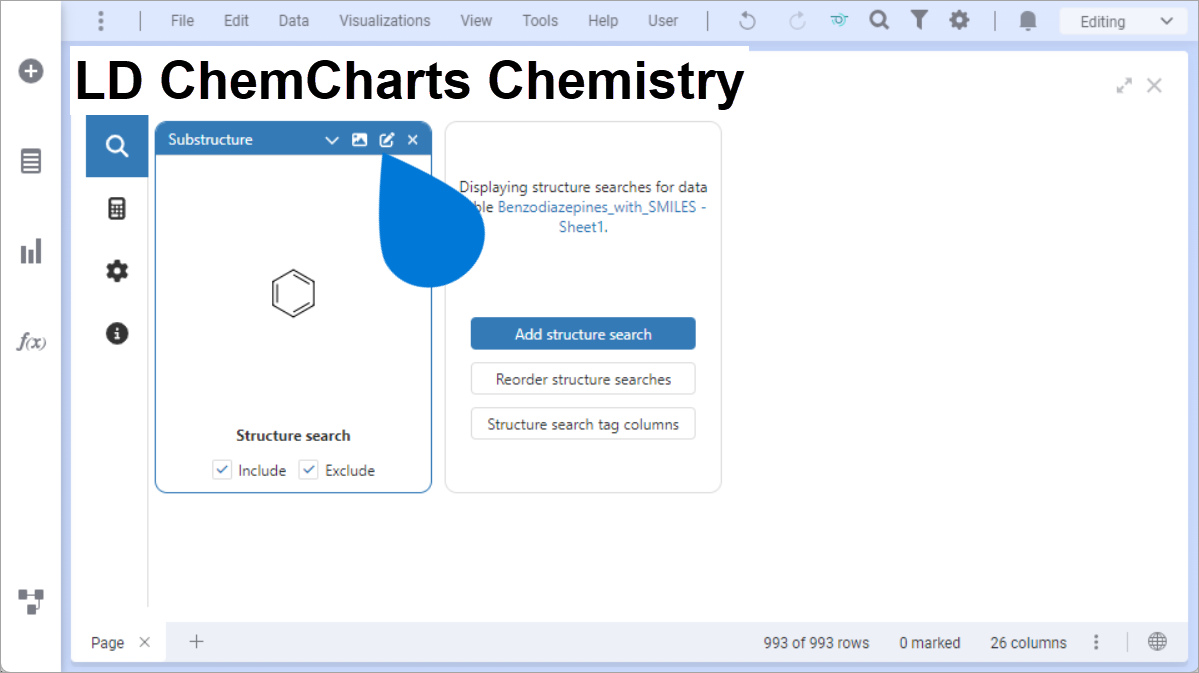 Edit a structure search from the ChemCharts Chemistry visualization ...