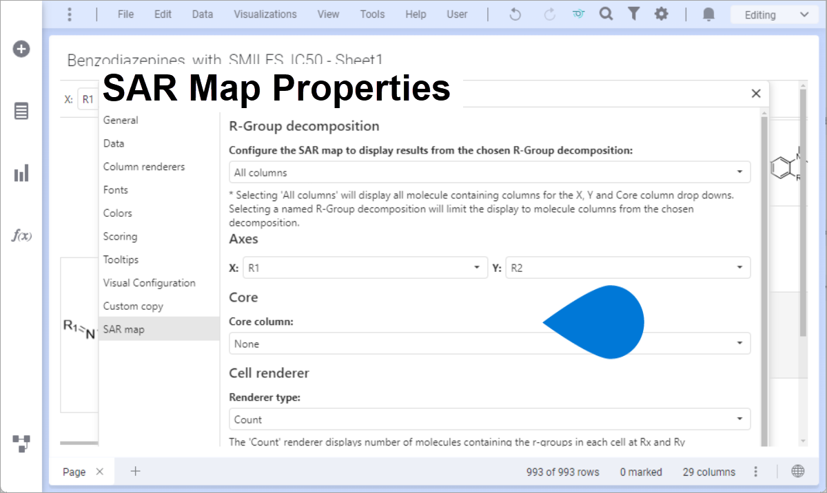 Change the column and row headers mode of the ChemCharts SAR Map ...