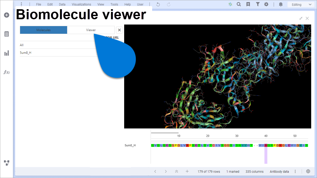 Modify the Viewer tab settings of the molecule controls of the ...