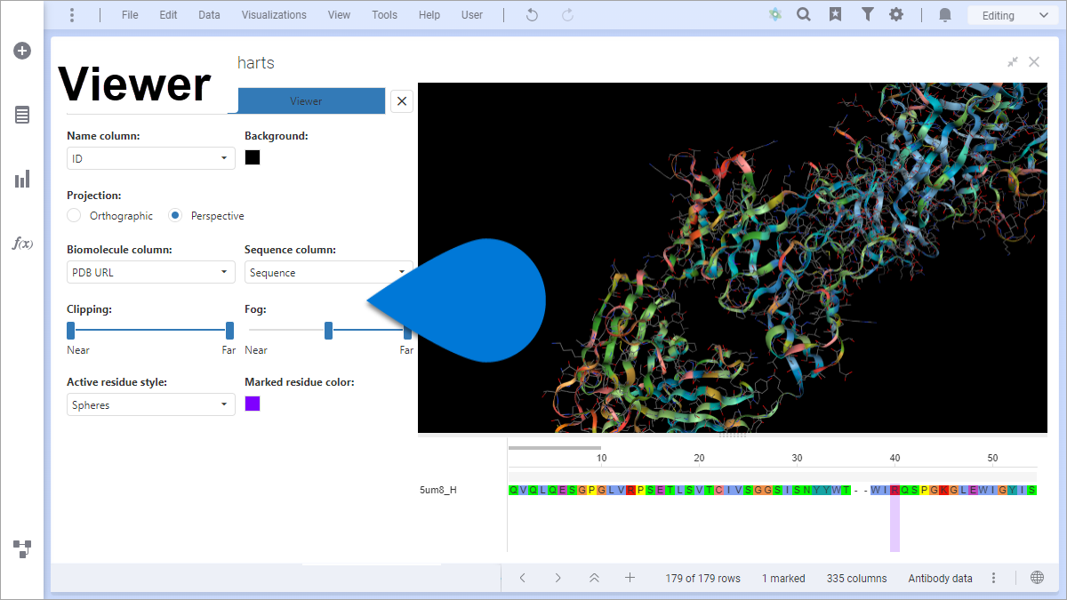 Modify the Viewer tab settings of the molecule controls of the ...
