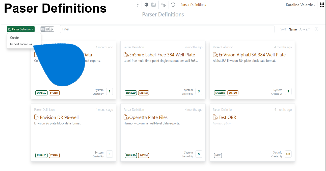 Import an import file format as a Parser Definition from the Signals Configuration – Revvity Signals