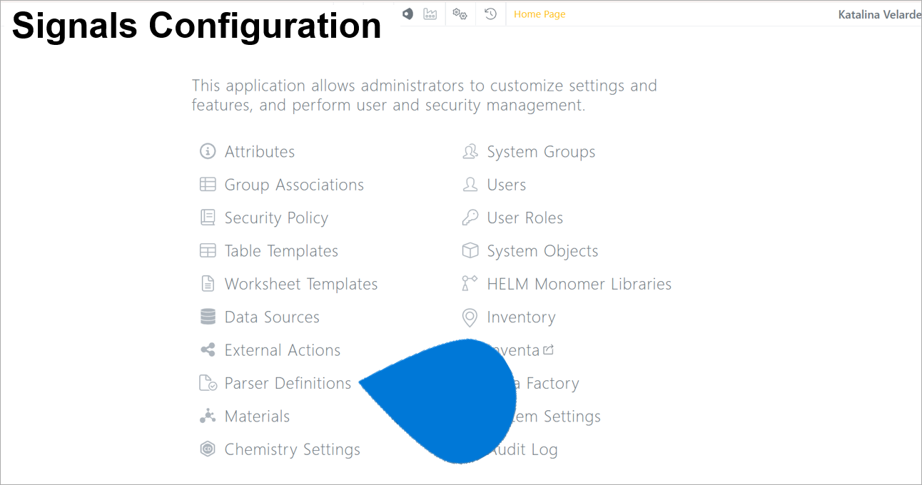 Enable a Parser Definition for use from the Signals Configuration ...