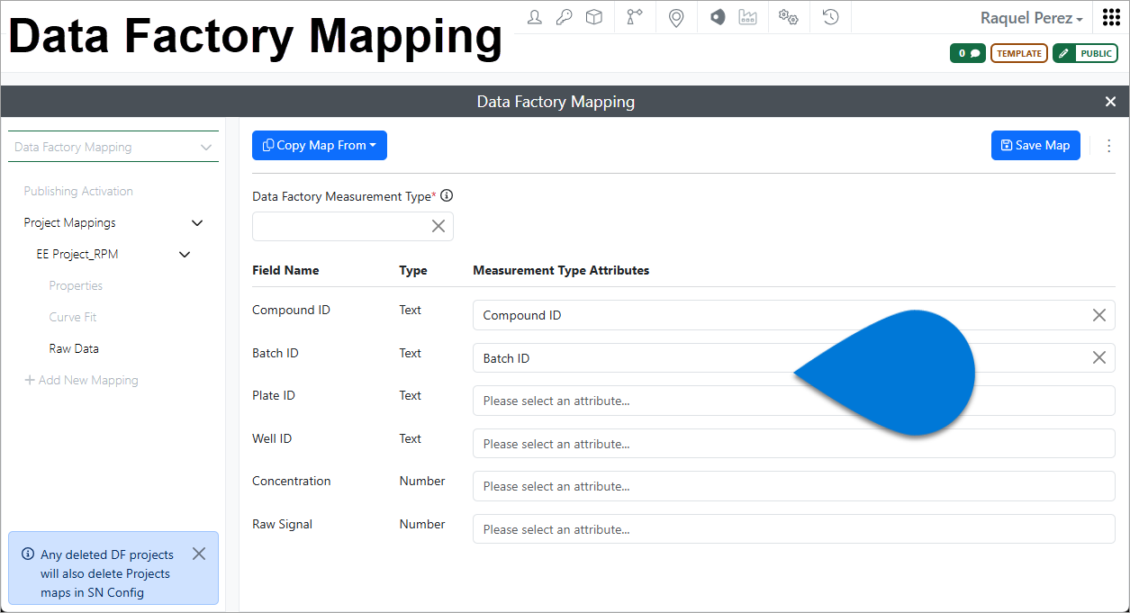 Define project mappings for an In Vitro Analysis template from the ...