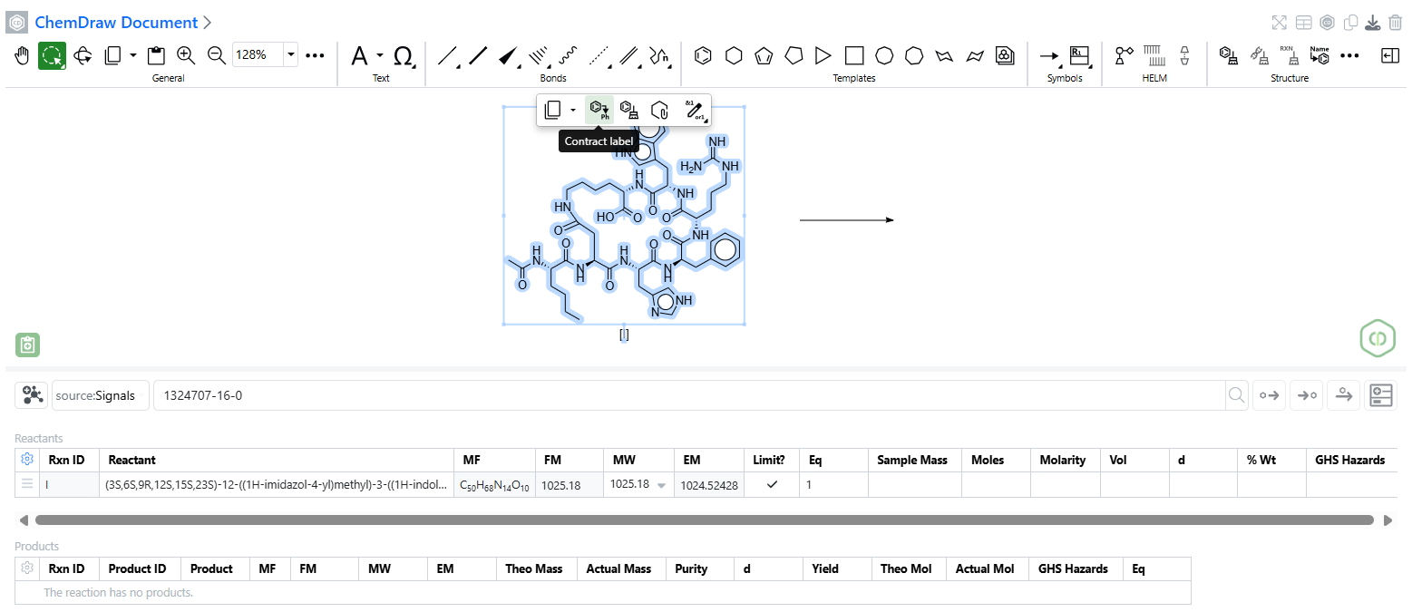 Signals Notebook: How to replace a structure with a label in a chemical ...