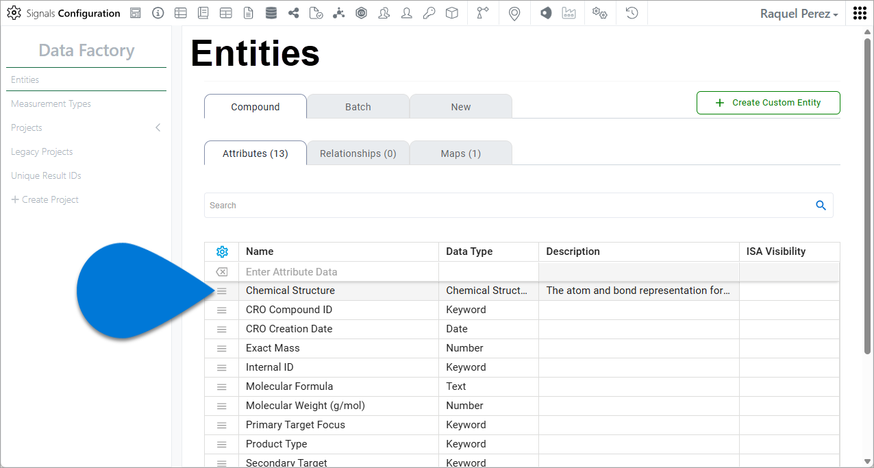 Delete an entity attribute in Data Factory – Revvity Signals Support