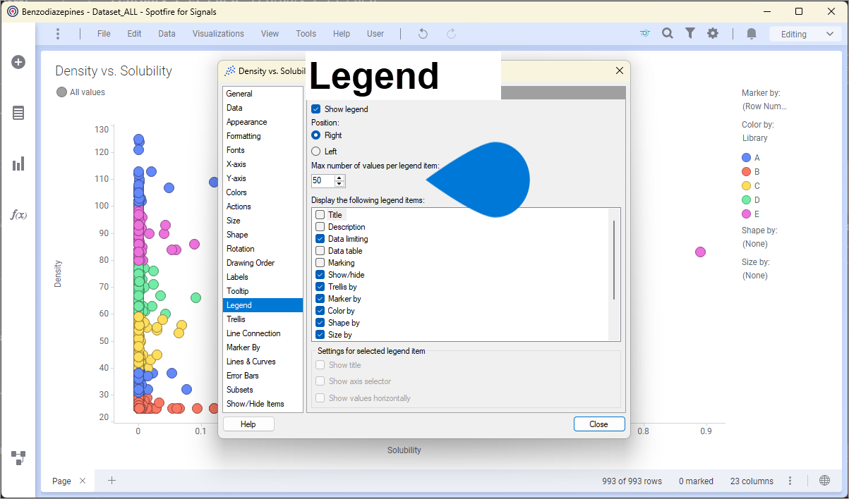 Change the maximum number of values per legend item of a visualization ...